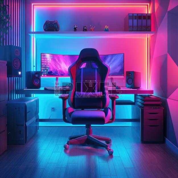 Free Photos - Professional Neon Lit Gamer Or Office Room With Ultra ...
