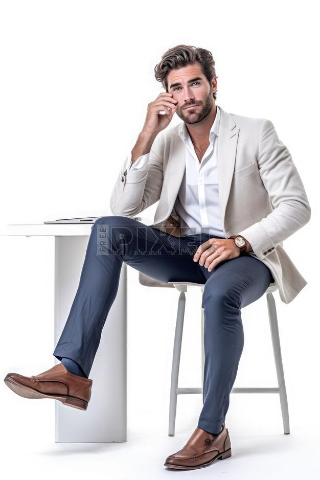 Free Photos - A Well-dressed Man In A Suit Sitting In A Chair With His ...