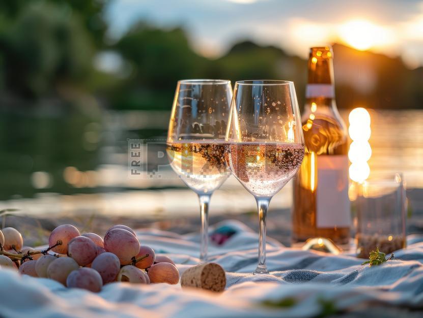 Free Photos - A Romantic Picnic By The Lake With Wine And Grapes ...