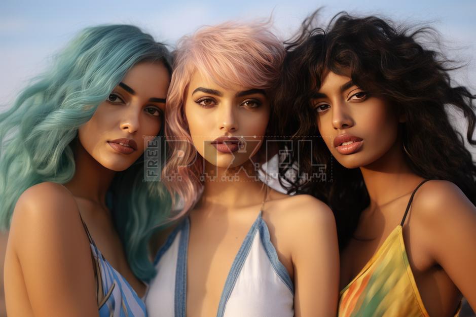 Free Photos - Three Beautiful Women With Stylish, Unique Hair Colors ...