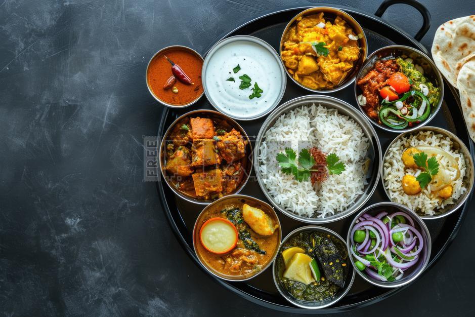 Free Photos - Top View, Selective Meal Of Indian Thali (food Platter ...