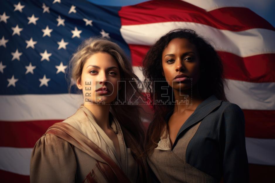 Free Photos - The American Flag - Two Women Standing Proudly ...