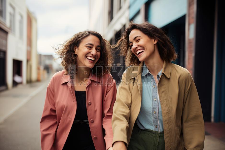 Free Photos - Two Women Laughing Together On A City Street | FreePixel.com