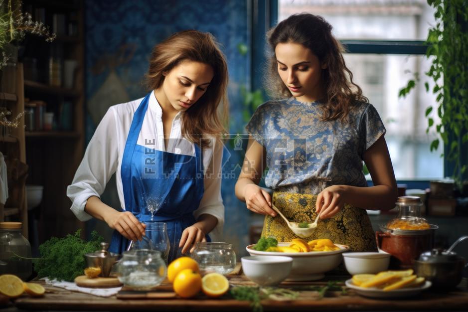Free Photos - Two Women In Kitchen Preparing Meal | FreePixel.com