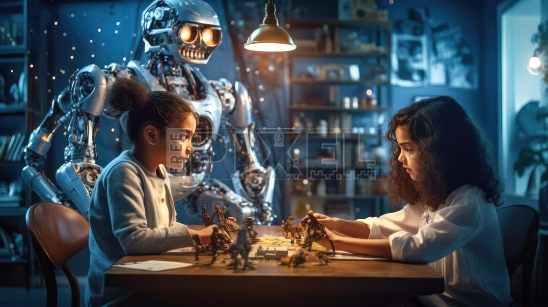 Free Photos - Two Young Girls Engaged In A Playful Robot-Themed Game ...