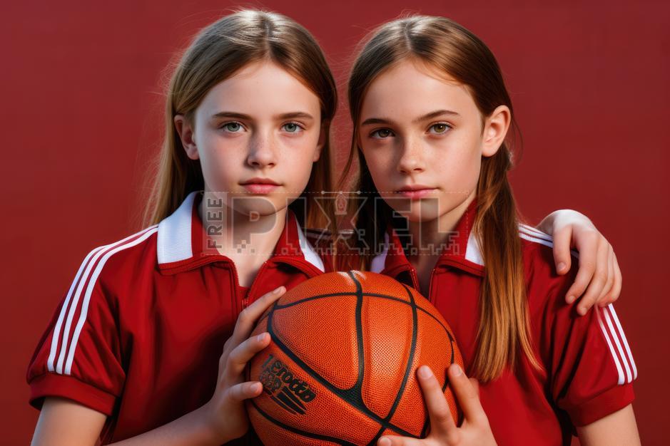 Free Photos - Two Young Basketball Players Pose With Their Basketball ...