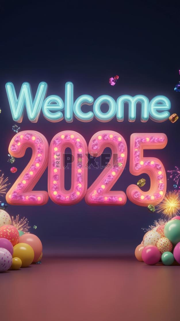 Free Photos - 3D Welcome 2025 Text With Colorful Balls, Representing A ...