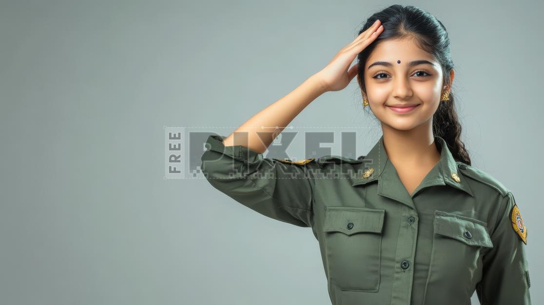 Free Photos - Young Indian Girl Dressed As Military Officer Saluting On ...