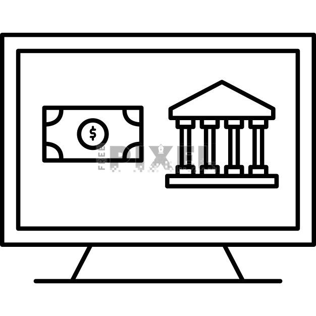 Free Svg - Flat Pictogram Of Desktop With Money Icon. | FreePixel.com