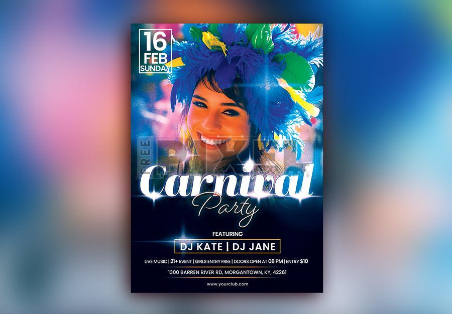 Free Templates - Editable PSD Template | Carnival Party Flyer Template ...