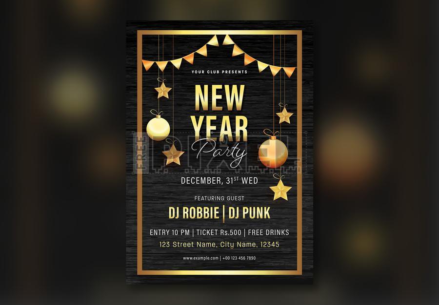 Free Templates - Editable AI Template | New Year Party Flyer With Event ...