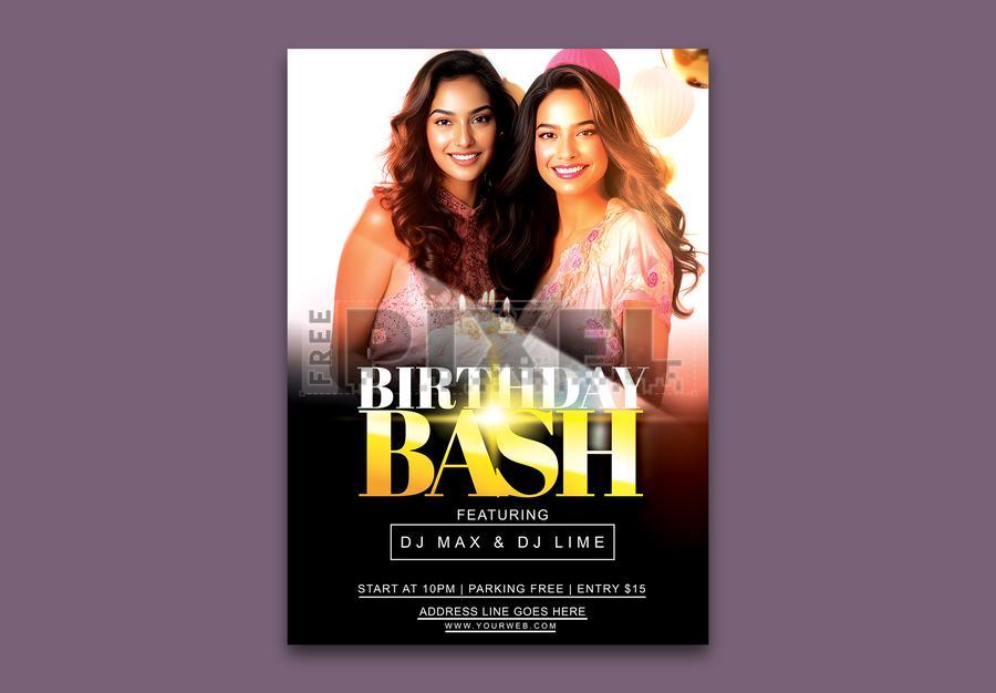 Free Templates - Editable PSD Template | Editable Birthday Bash ...