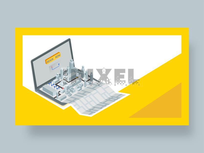 Free Vectors - 3D Landing Page Design Of Cab Booking App With Location ...