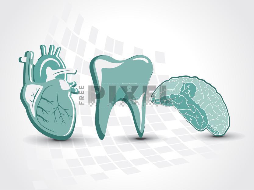 Free Vectors - Background With Heart, Brain, Teeth | FreePixel.com