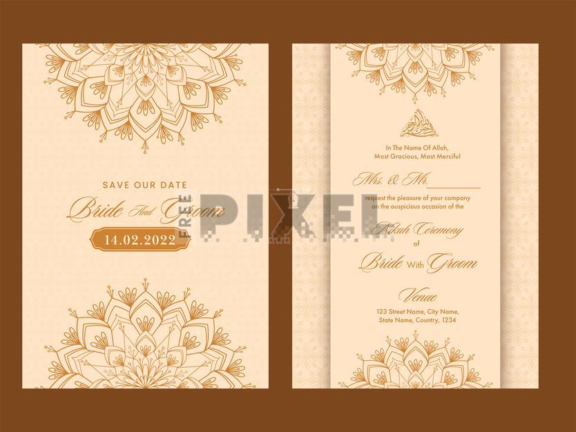 Free Vectors - Arabesque Wedding Invitation Card, Save The Date ...