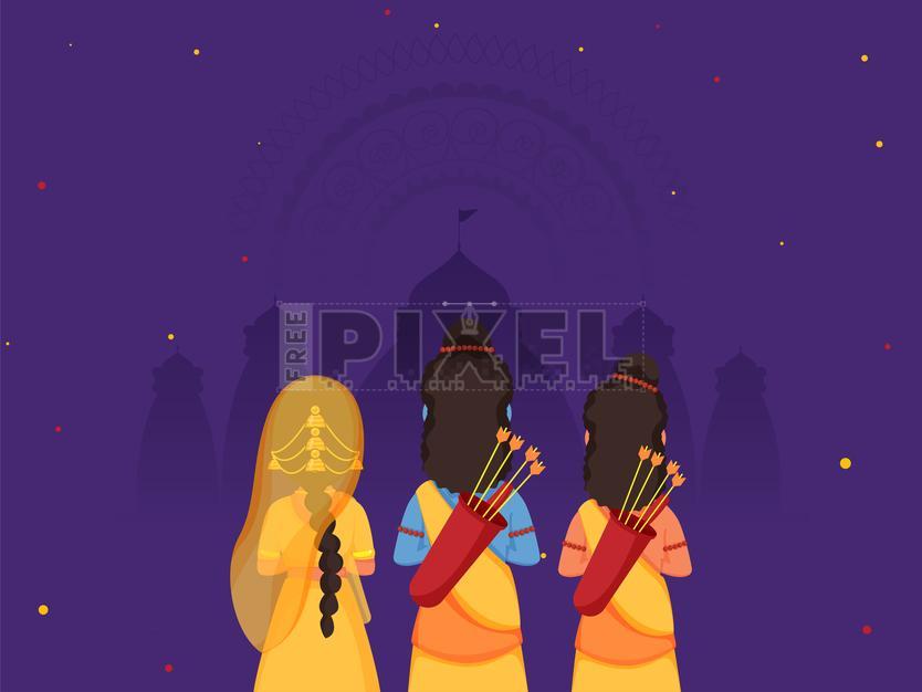 Free Vectors - Back View Of Hindu Mythology Lord Rama With His Wife ...