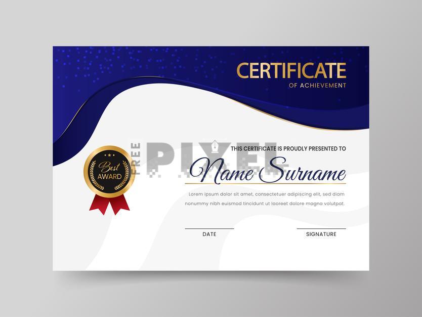 Free Vectors - Best Award Certificate Of Achievement Template In Blue ...