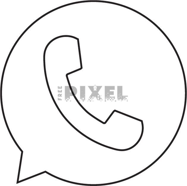 Free Icons - Black Line Art Whatsapp Logo. | FreePixel.com