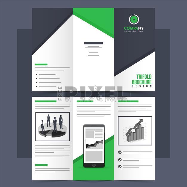 Free Vectors - Business Trifold Leaflet Or Flyer Design In Green And ...
