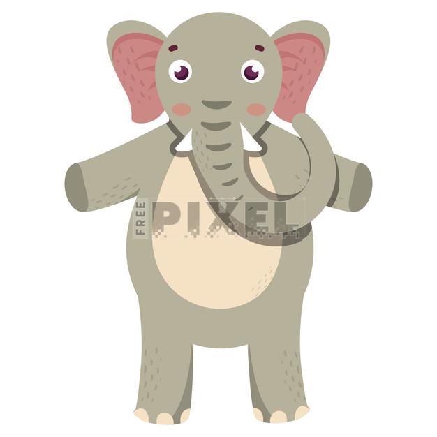 Free Vectors - Elephant Cartoon Character In Standing Pose. | FreePixel.com