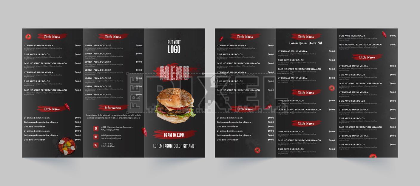 Free Vectors - Front And Back View Of Fast Food Menu Card For ...
