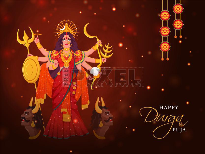 Free Vectors - Happy Durga Puja Celebration Background With Hindu ...