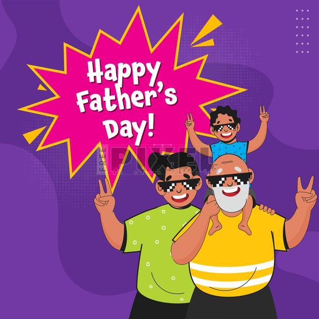 Free Vectors - Happy Father's Day Concept With Two Generations Of Dad ...