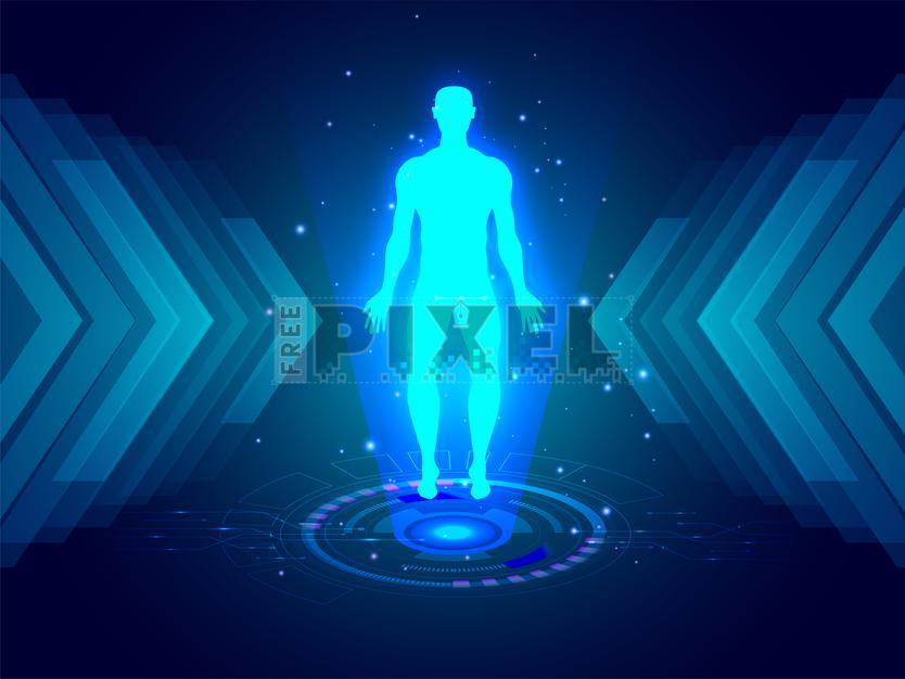Free Vectors - Human Body Structure Between Digital Emerging Rays On ...