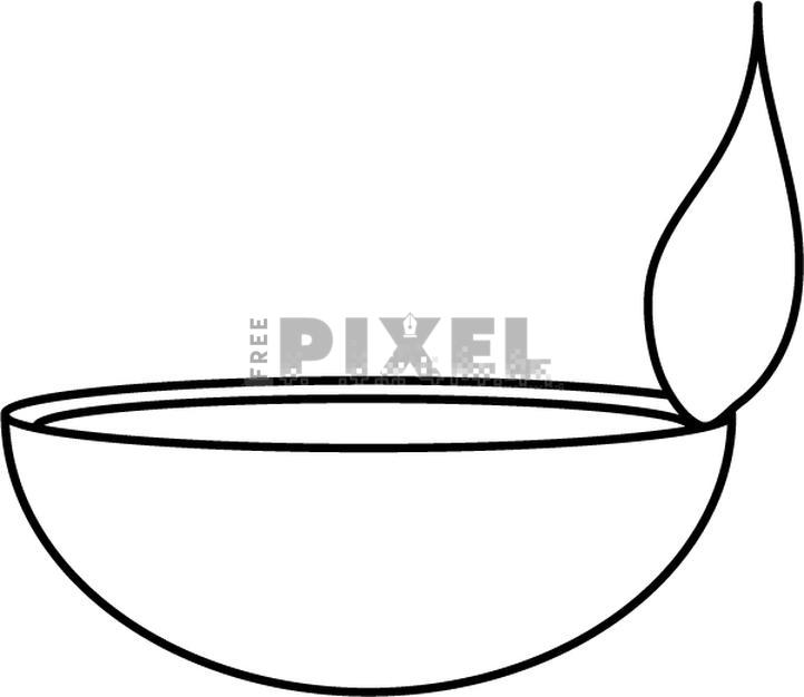 Free Icons - Illuminated Oil Lamp (Diya) Icon In Black Line Art ...