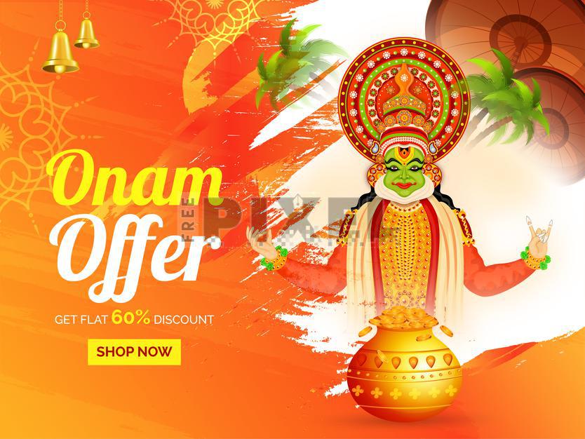 Free Vectors - Illustration Of Kathakali Dancer With Coins Pot, Onam ...