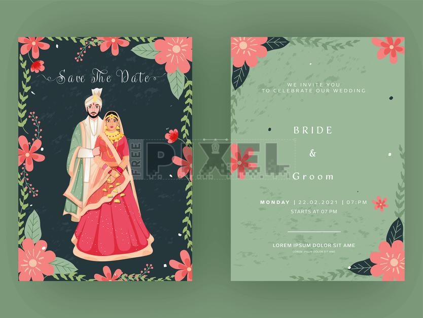 Free Vectors - Indian Wedding Card Template Layout With Couple Image In ...