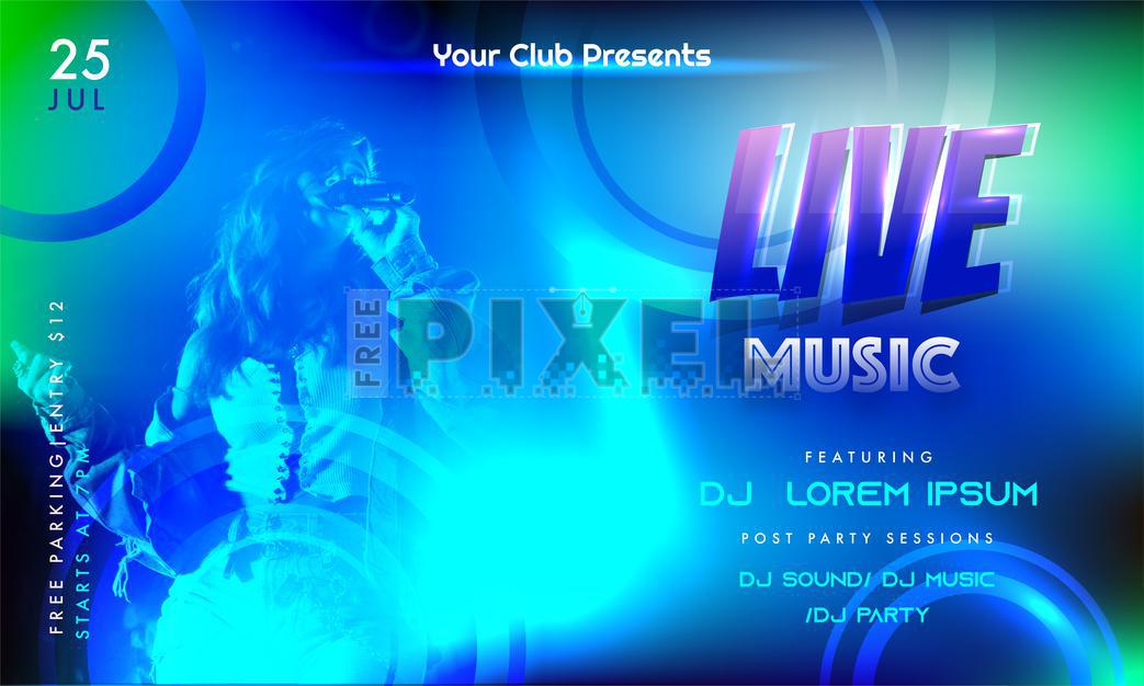 Free Vectors - Live Music Invitation, Banner Or Flyer Design With ...
