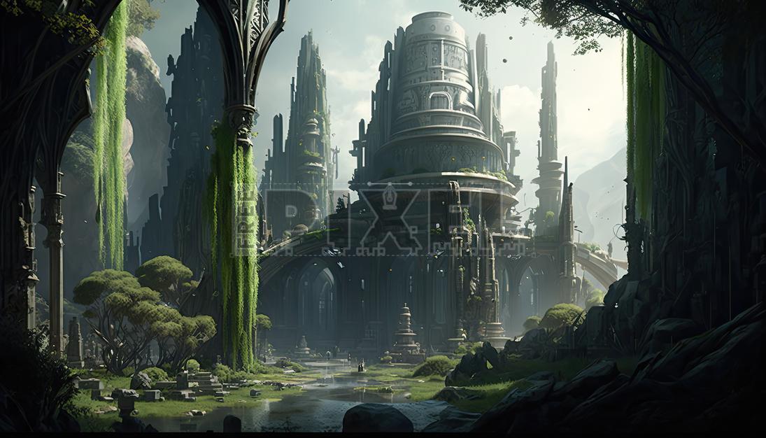Free Illustrations - Massive Fantasy City Landscape Concept, An Ancient ...