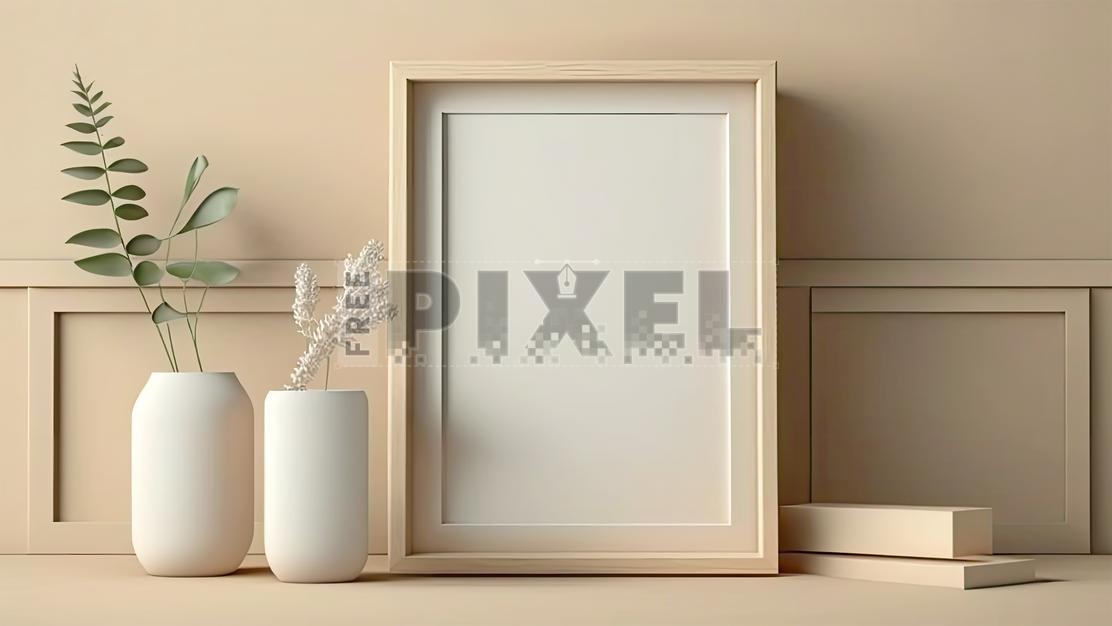 Free 3D Images - Realistic Photo Frame With Image Placeholder And Plant ...