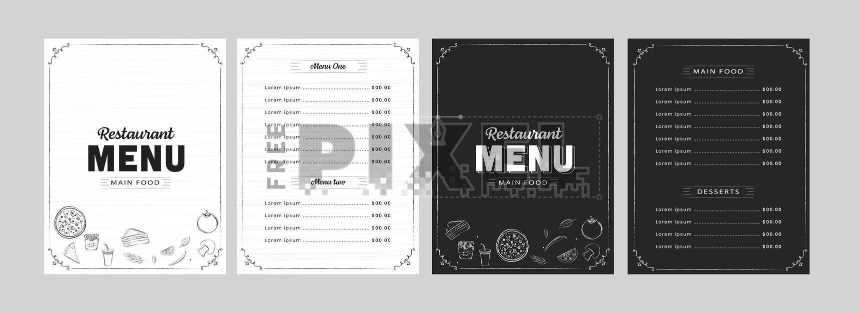 Free Vectors - Restaurant Menu Card Template Layout In Red And White ...