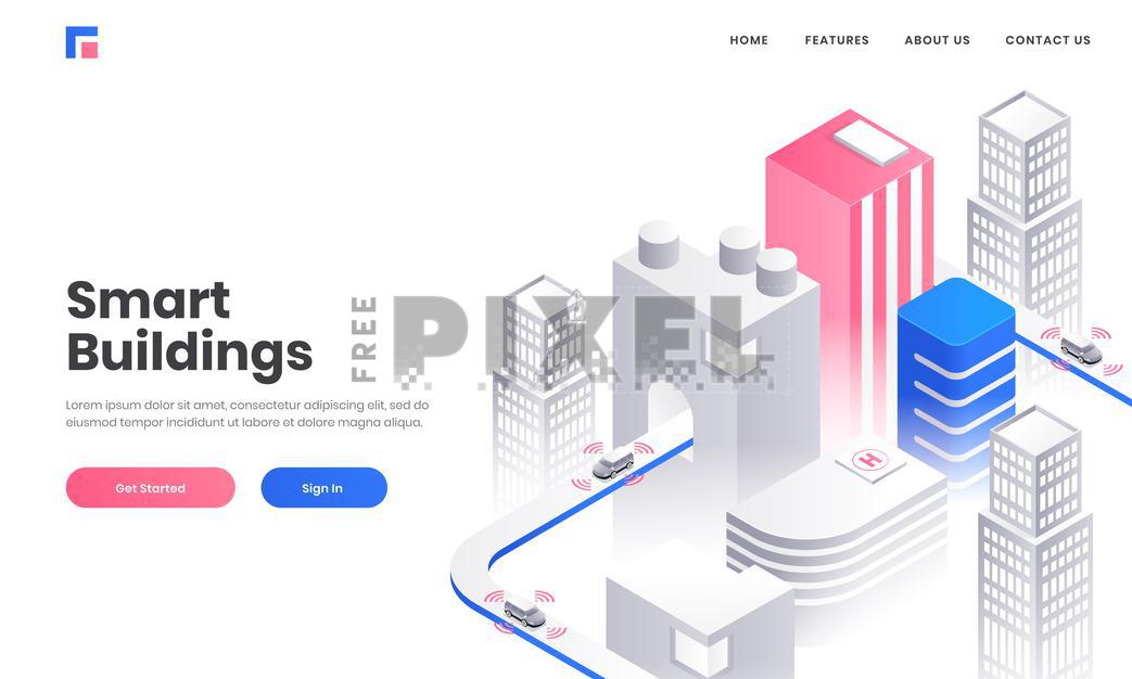 Free Vectors - Smart Building Concept Based Landing Page Design With ...