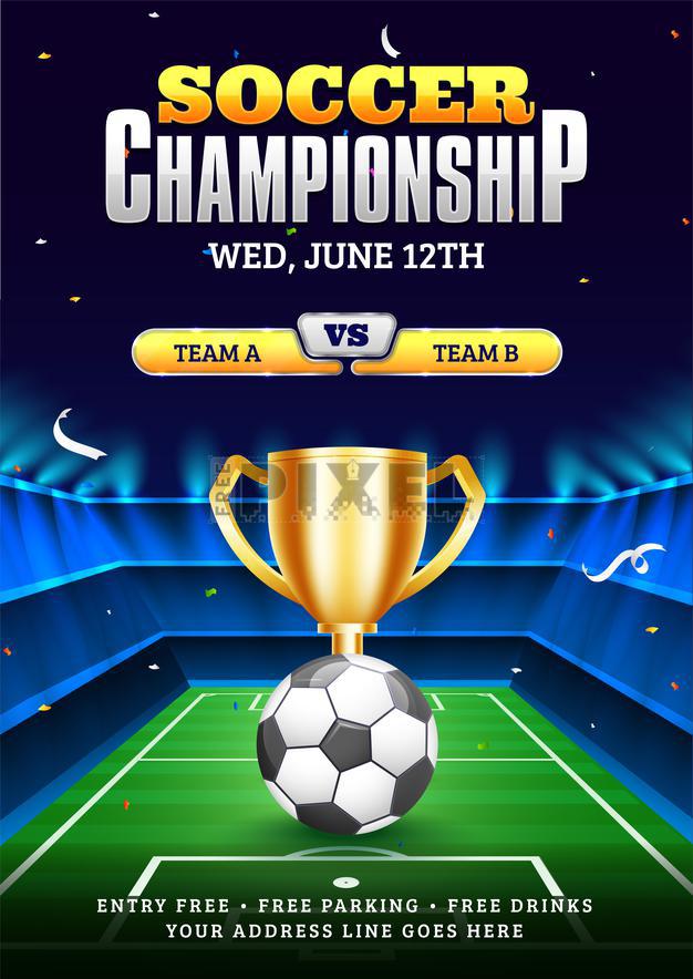 Free Vectors - Soccer Championship Template Or Flyer Design With ...