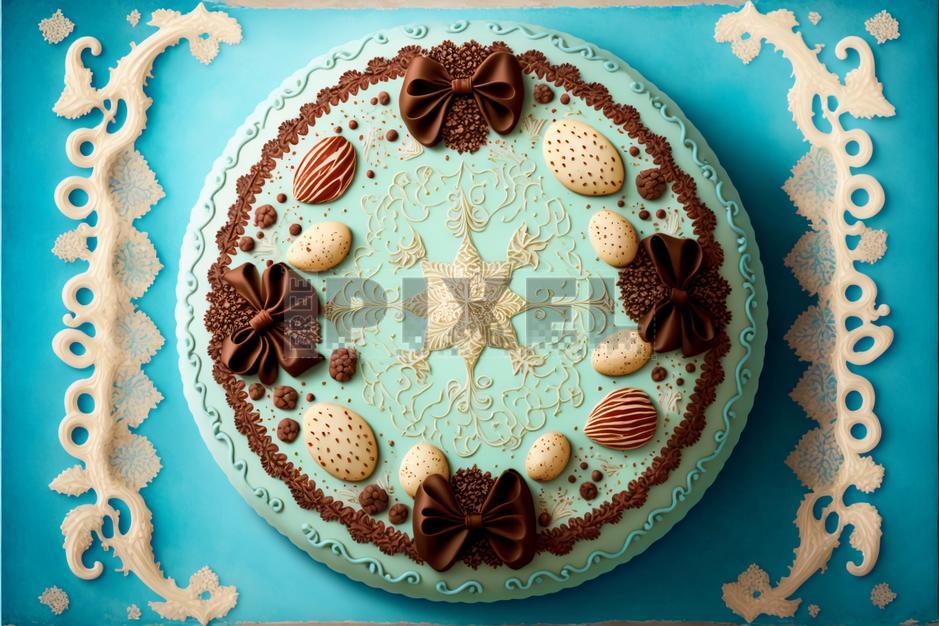 Free 3D Images - Top View Of Realistic Cake With Beautiful Icing Blue ...
