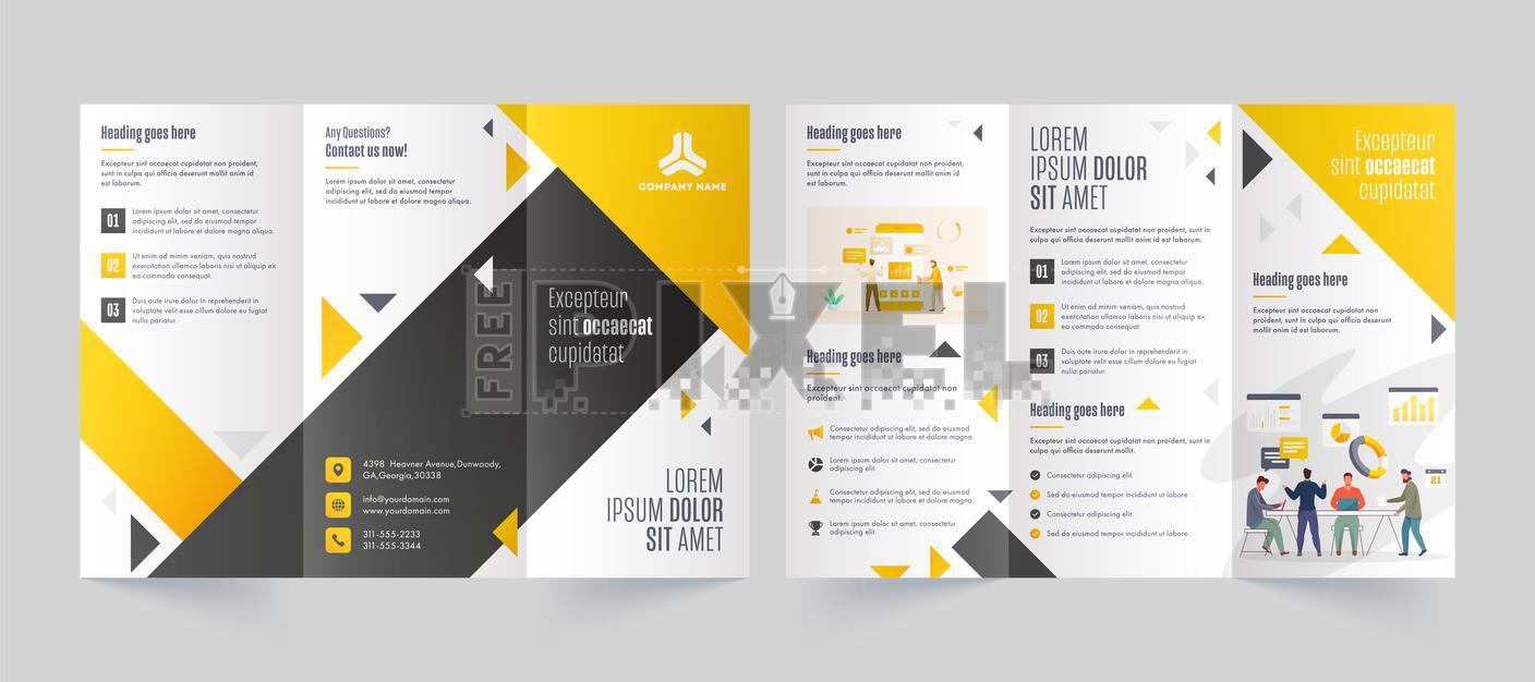 Free Vectors - Tri-Fold Leaflet Or Brochure Layout With Business People ...
