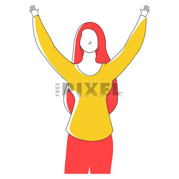 Free Icons - Vector Illustration Of Hands Up Woman Standing Cartoon ...