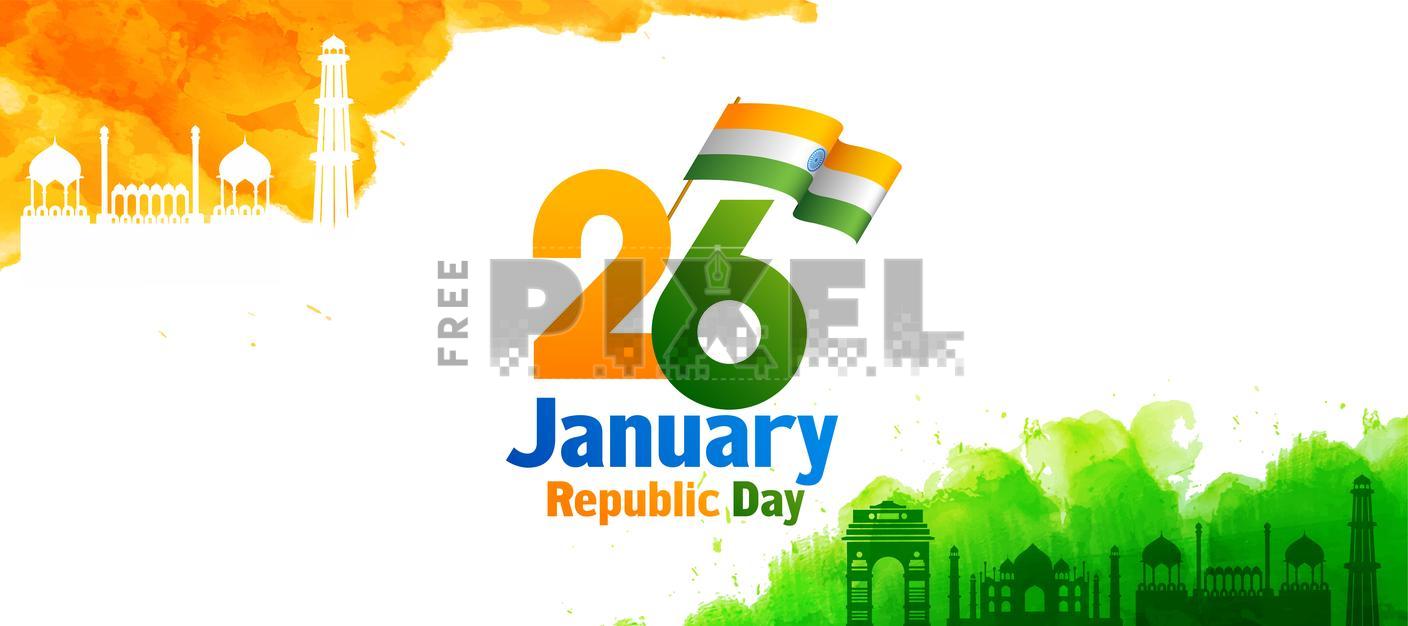 Free Vectors - 26th January Republic Day Text With Indian Flag, Saffron ...