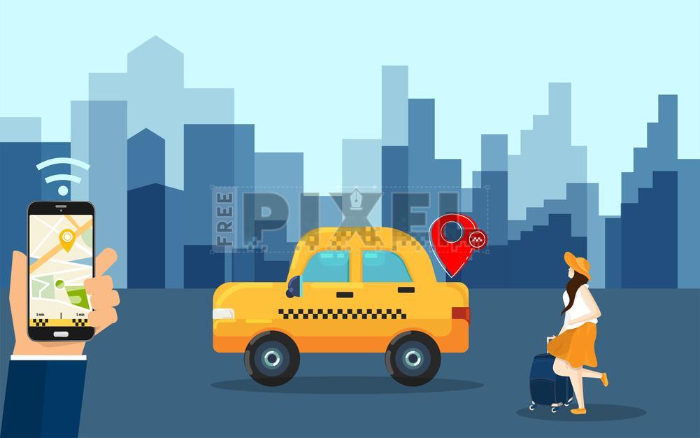 Free Vectors - 3D Isometric Illustration Of User Using Cab Location ...