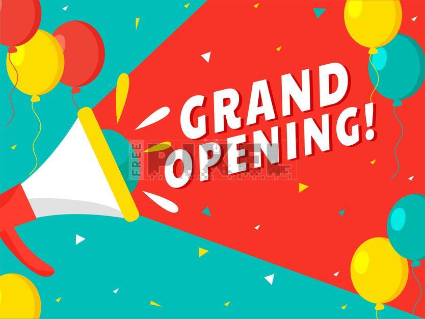 Free Vectors - Advertising Grand Opening From Loudspeaker And Balloons ...