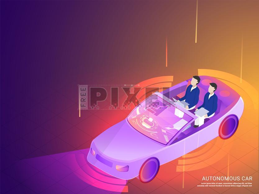 Free Vectors - Autonomous Car Responsive Web Template Design With ...
