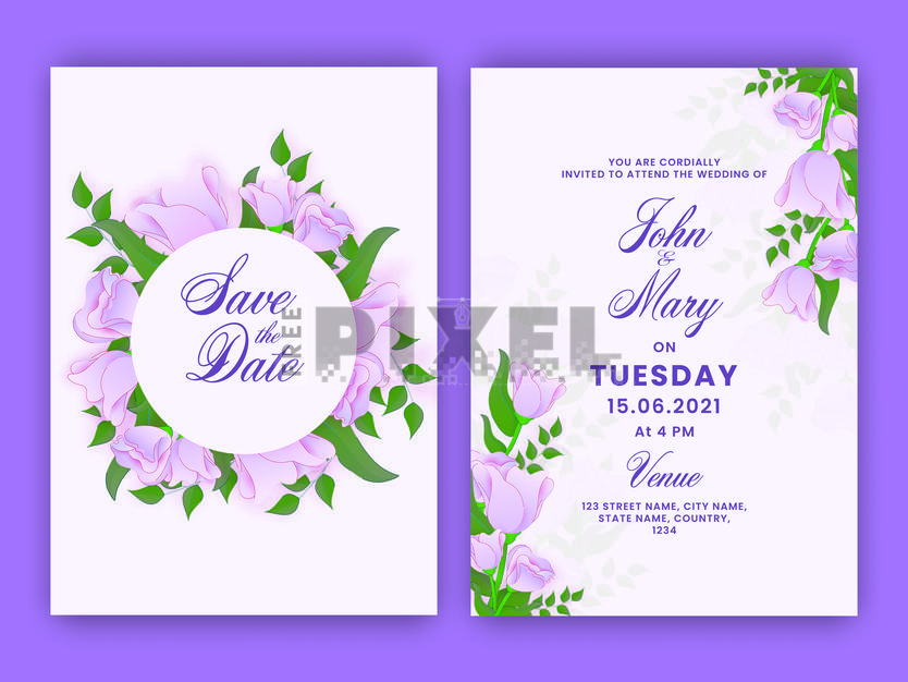Free Vectors - Beautiful Floral Wedding Card Template In Front And Back ...