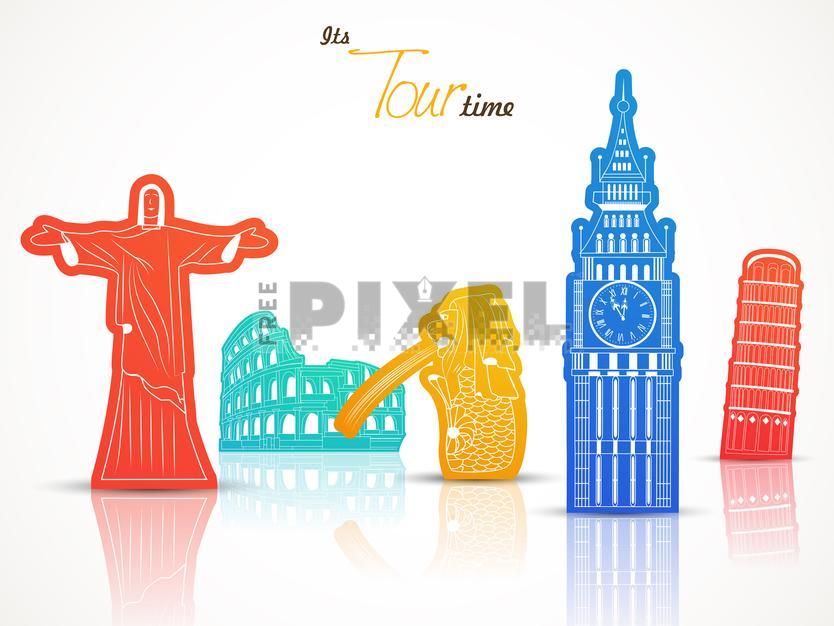 Free Vectors - Colorful World Famous Monuments For Tour And Traveling ...