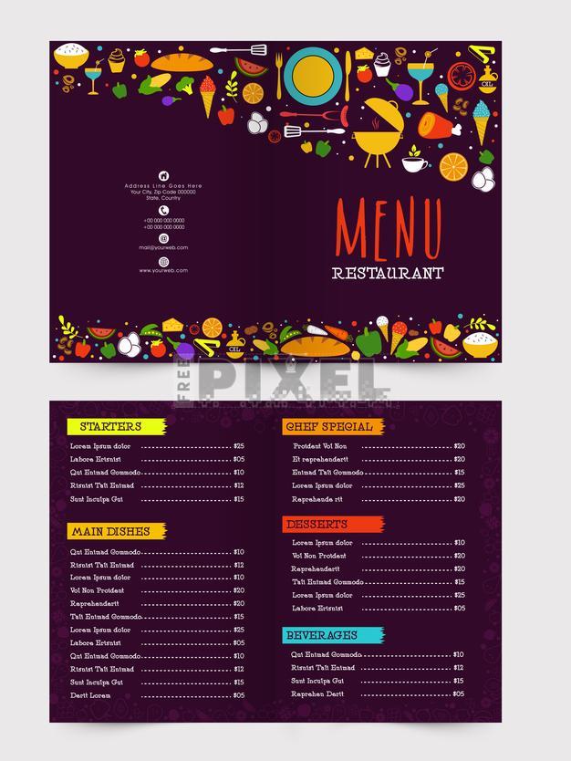 Free Vectors - Creative Restaurant Menu Card Design With Front And Back ...