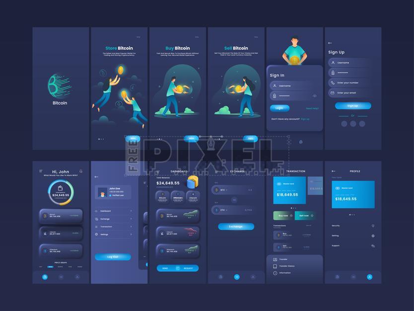 Free Vectors - Crypto Currency Mobile App UI, UX, GUI Screens Like As ...