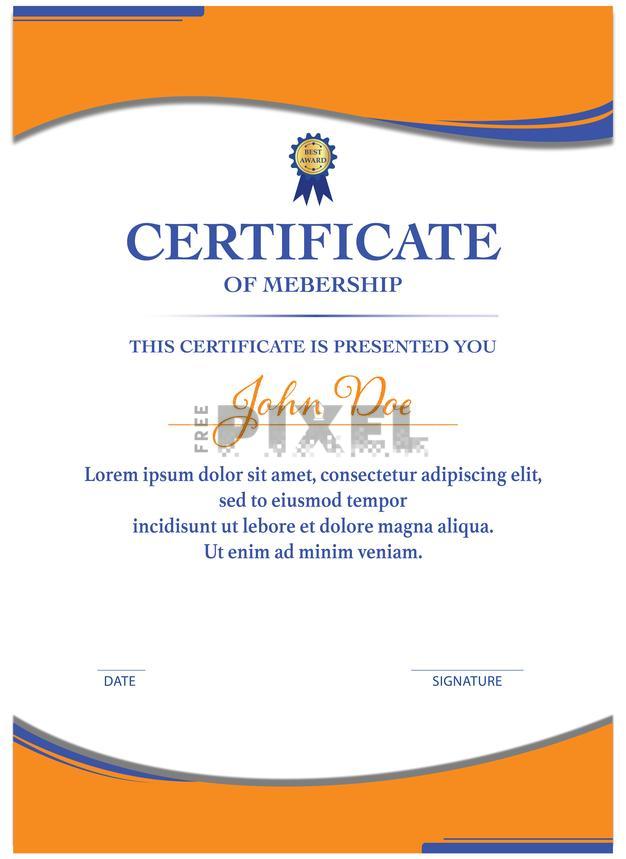 Free Vectors - Editable Certificate Of Membership Template Layout In ...