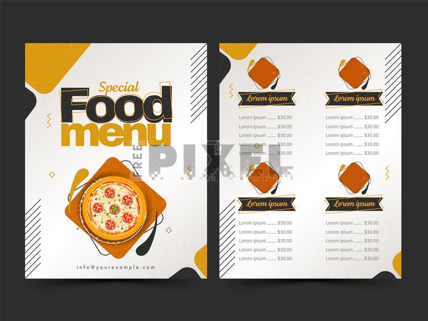 Free Vectors - Food Menu Card Template Or Flyer Design In Front And ...